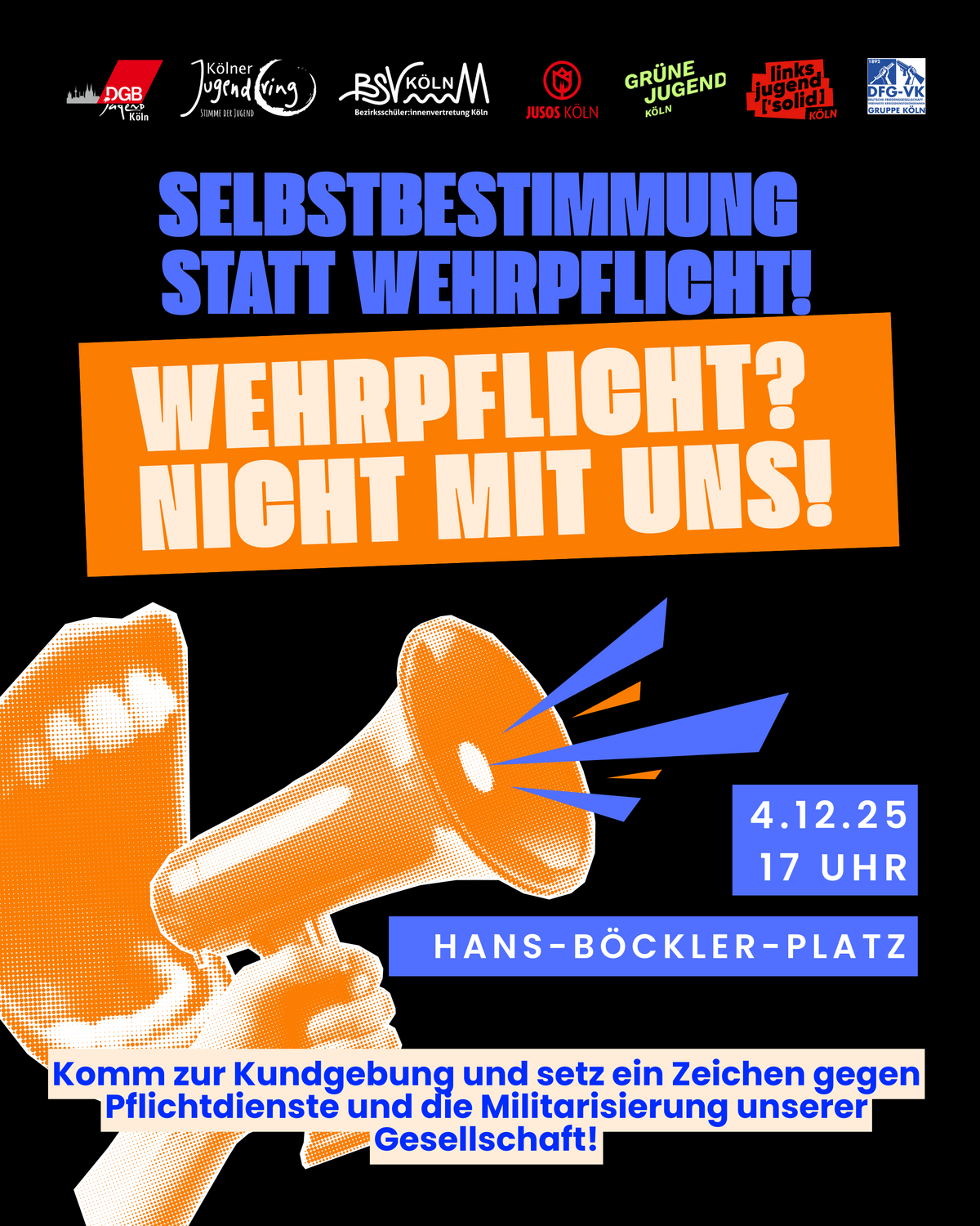 Kundgebung „Selbstbestimmung statt WehrPFLICHT!“ | DGB Nordrhein Westfalen